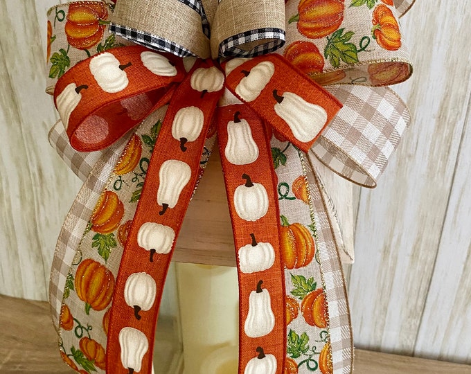 Fall Decoration, Fall Bow, Bow for Lantern, Bow for Wreath ...