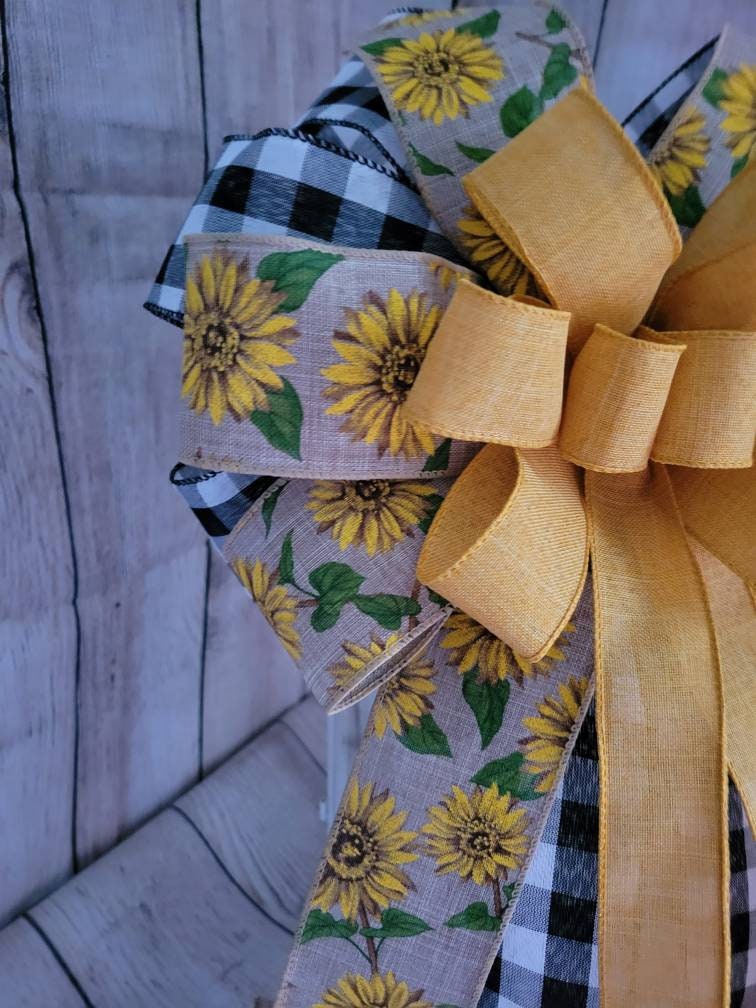 Sunflower Bow Sunflower Decoration Farmhouse Bow Fall - Etsy