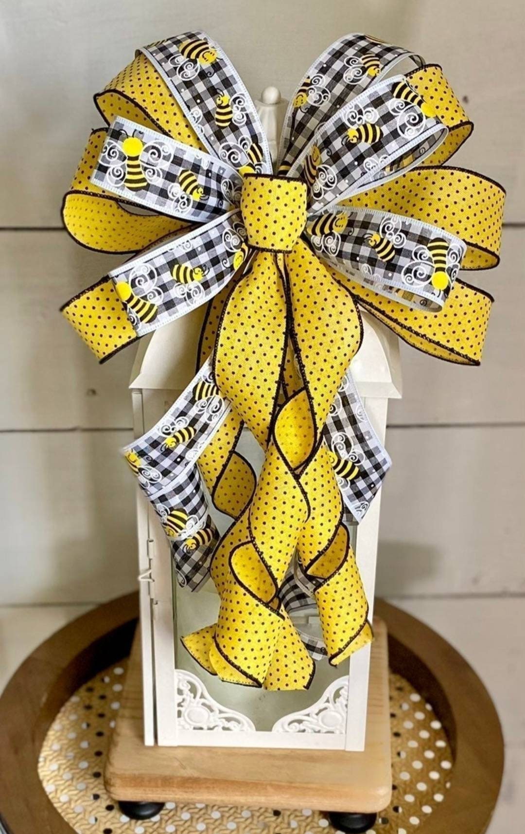 Bee Decoration, Bee Bow, Bee Wreath, Bow for Wreath, Bow for Lantern ...