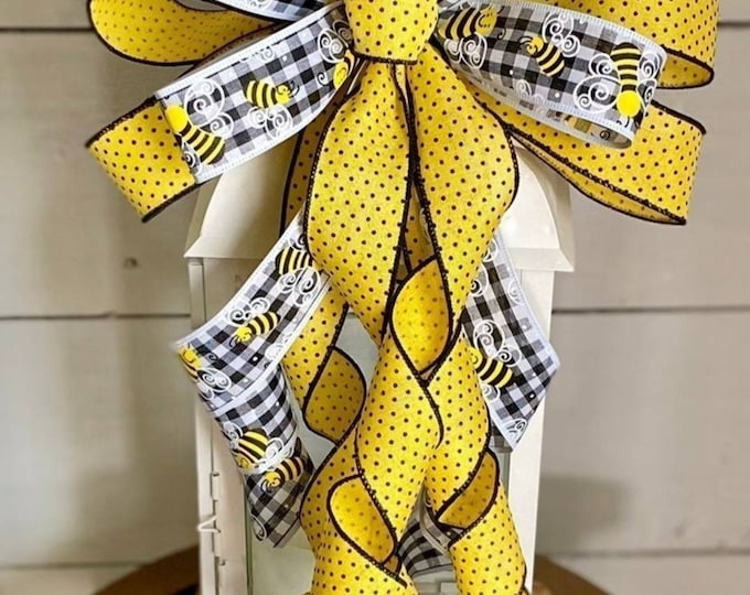 Bee Decoration, Bee Bow, Bee Wreath, Bow for Wreath, Bow for Lantern ...