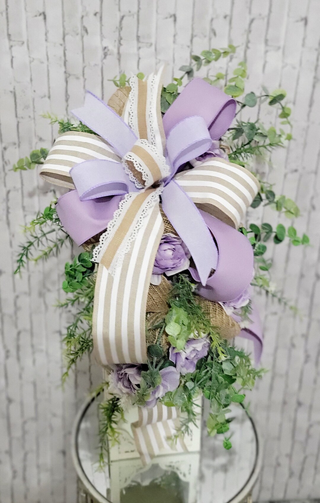 Spring Swag, Spring Decor, Spring Lantern Decor, Lantern Bow, Greenery ...