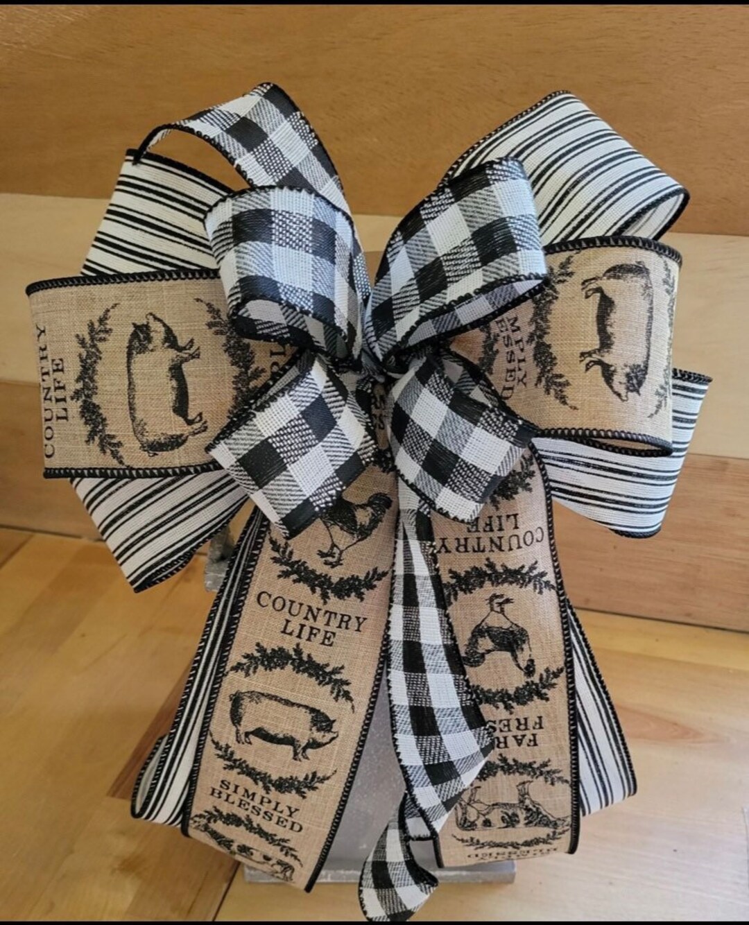 Farmhouse Decoration, Farmhouse Bow, Bow for Wreath, Bow for Lantern ...