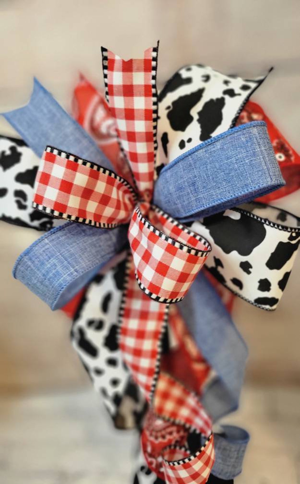 Farmhouse Bow, Cow Bow, Rustic Bow, Country Bow, Farmhouse Decor ...