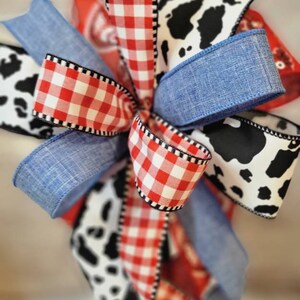 Farmhouse Bow, Cow Bow, Rustic Bow, Country Bow, Farmhouse Decor ...