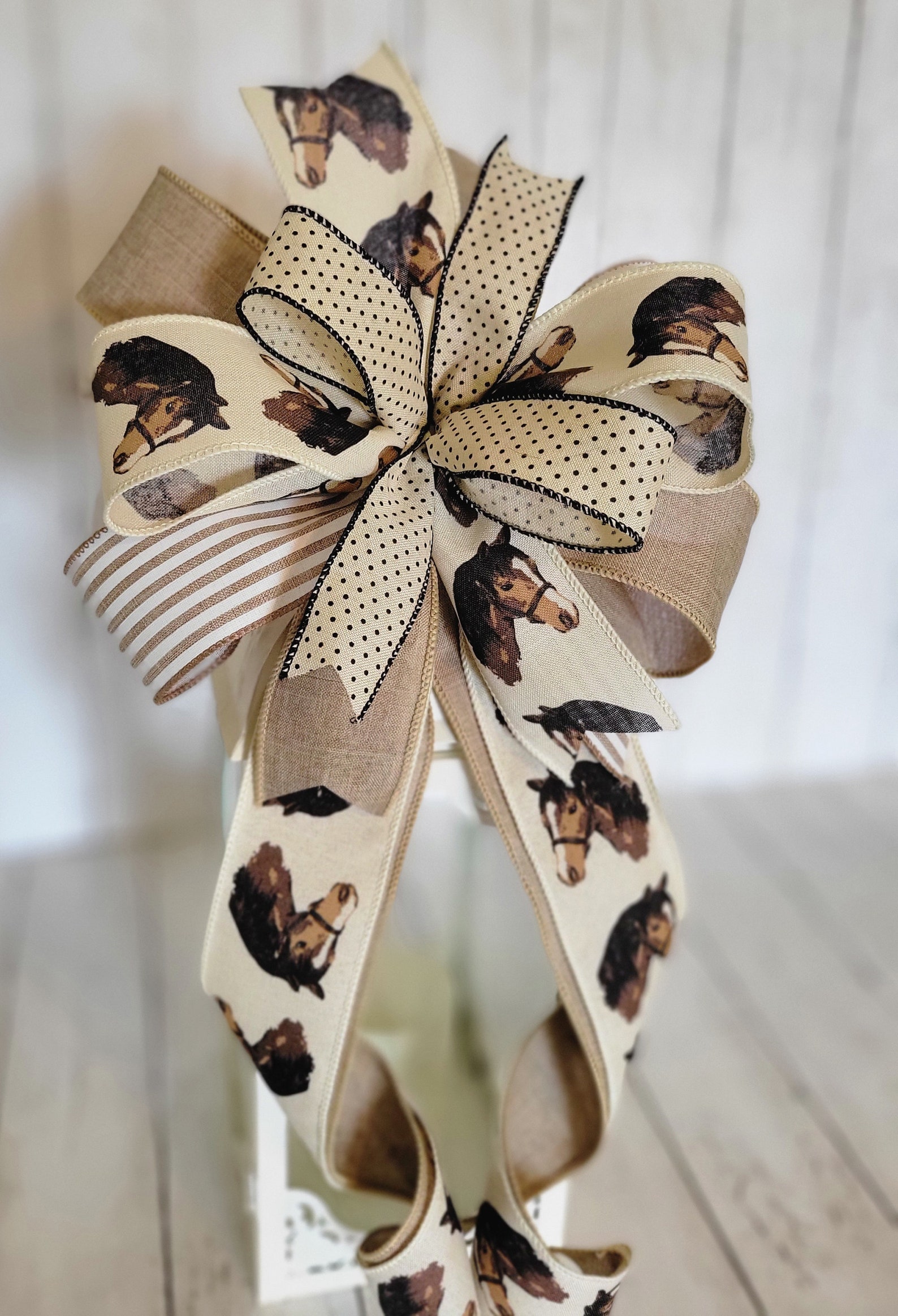 Horse Decor, Farmhouse Decor, Rustic Bow, Horse Bow, Lantern Decor ...