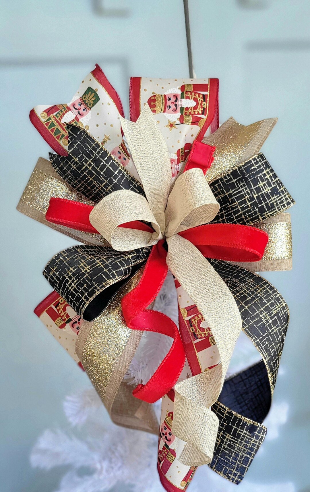 Nutcracker Bow, Nutcracker Tree Topper, Nutcracker Ornament, Christmas ...