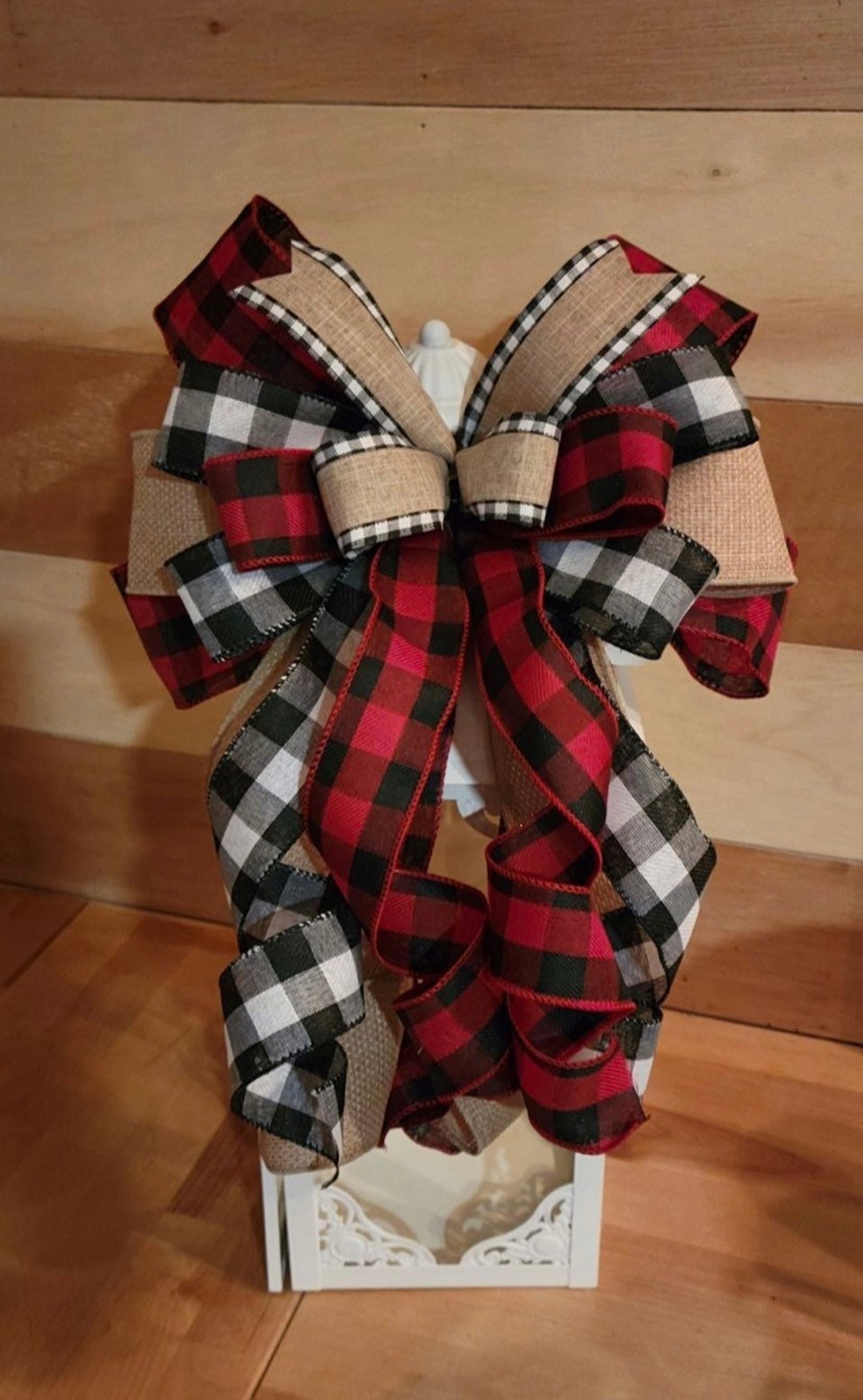 Farmhouse Bow, Christmas Ornament, Christmas Tree Topper, Bow for ...