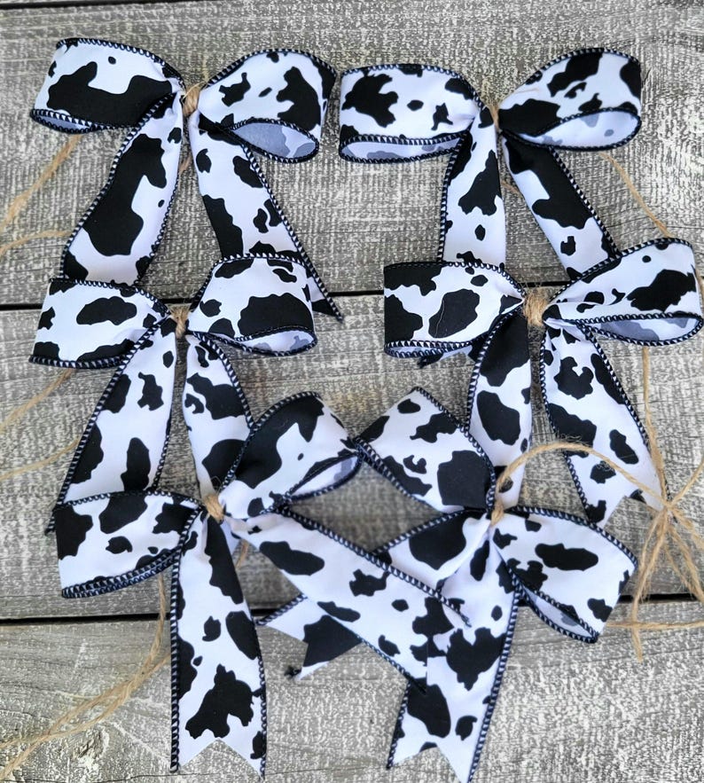 Cow Decor, Cow Ornaments, Set of Bows, Wreath Bow, Lantern Bow, Door ...