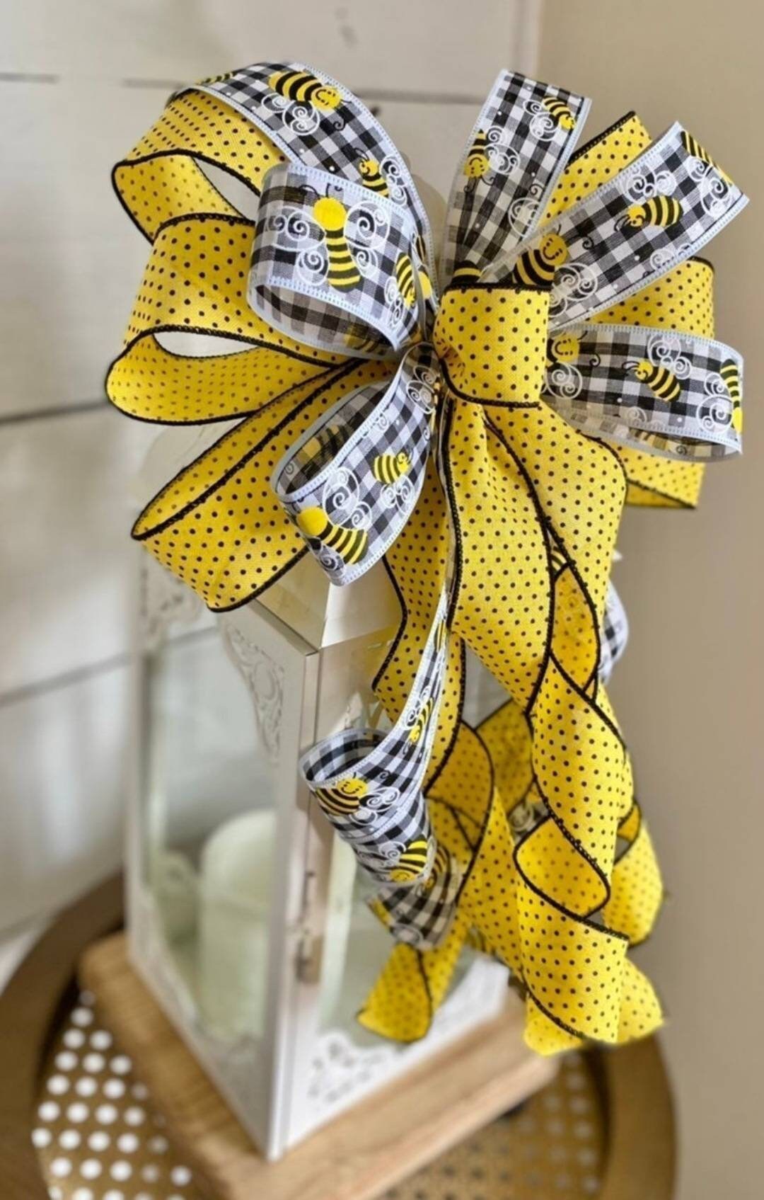 Bee Decoration, Bee Bow, Bee Wreath, Bow for Wreath, Bow for Lantern ...