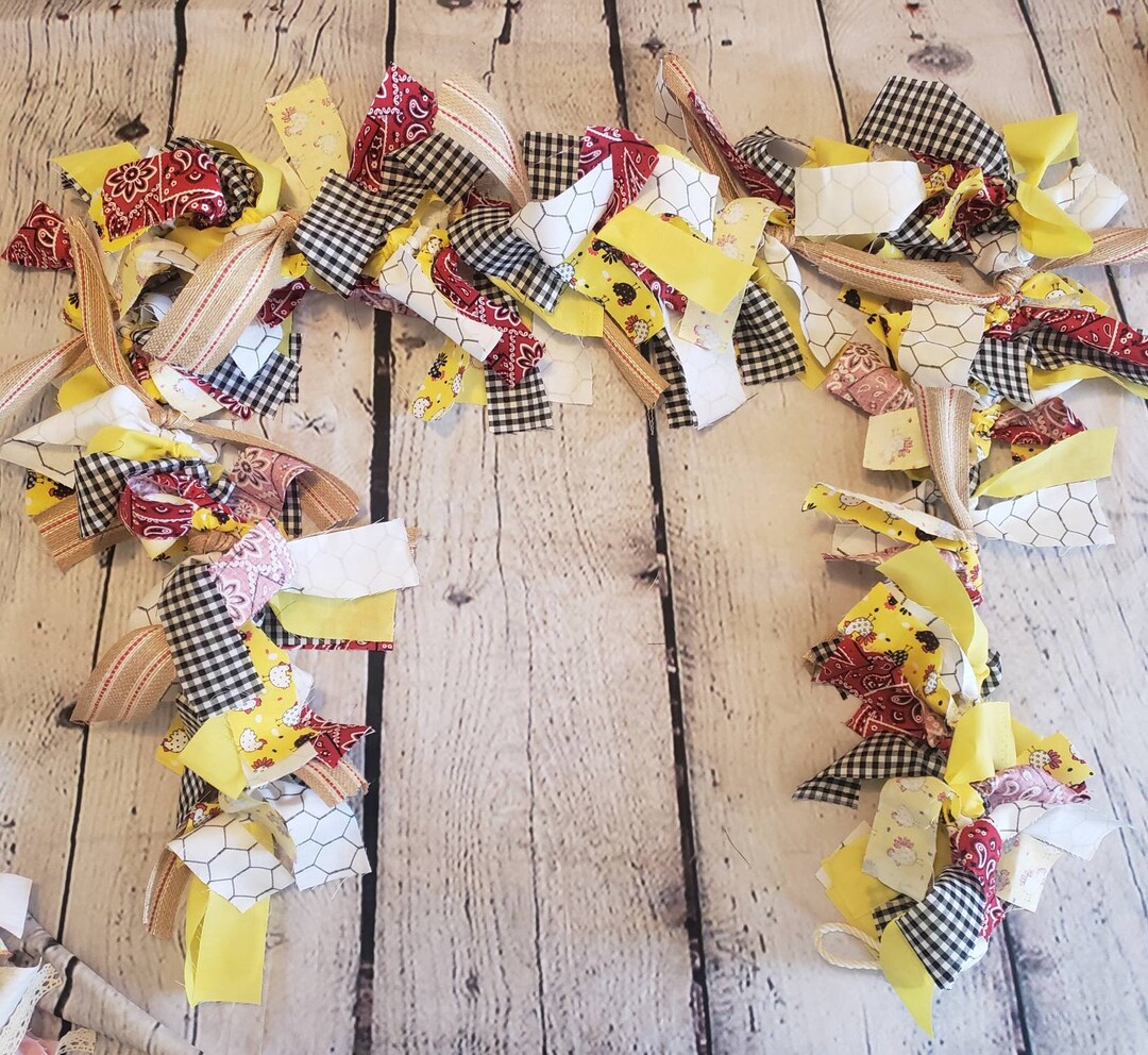 Farmhouse Chicken Rag Garland Buffalo Check Rooster Decor - Etsy