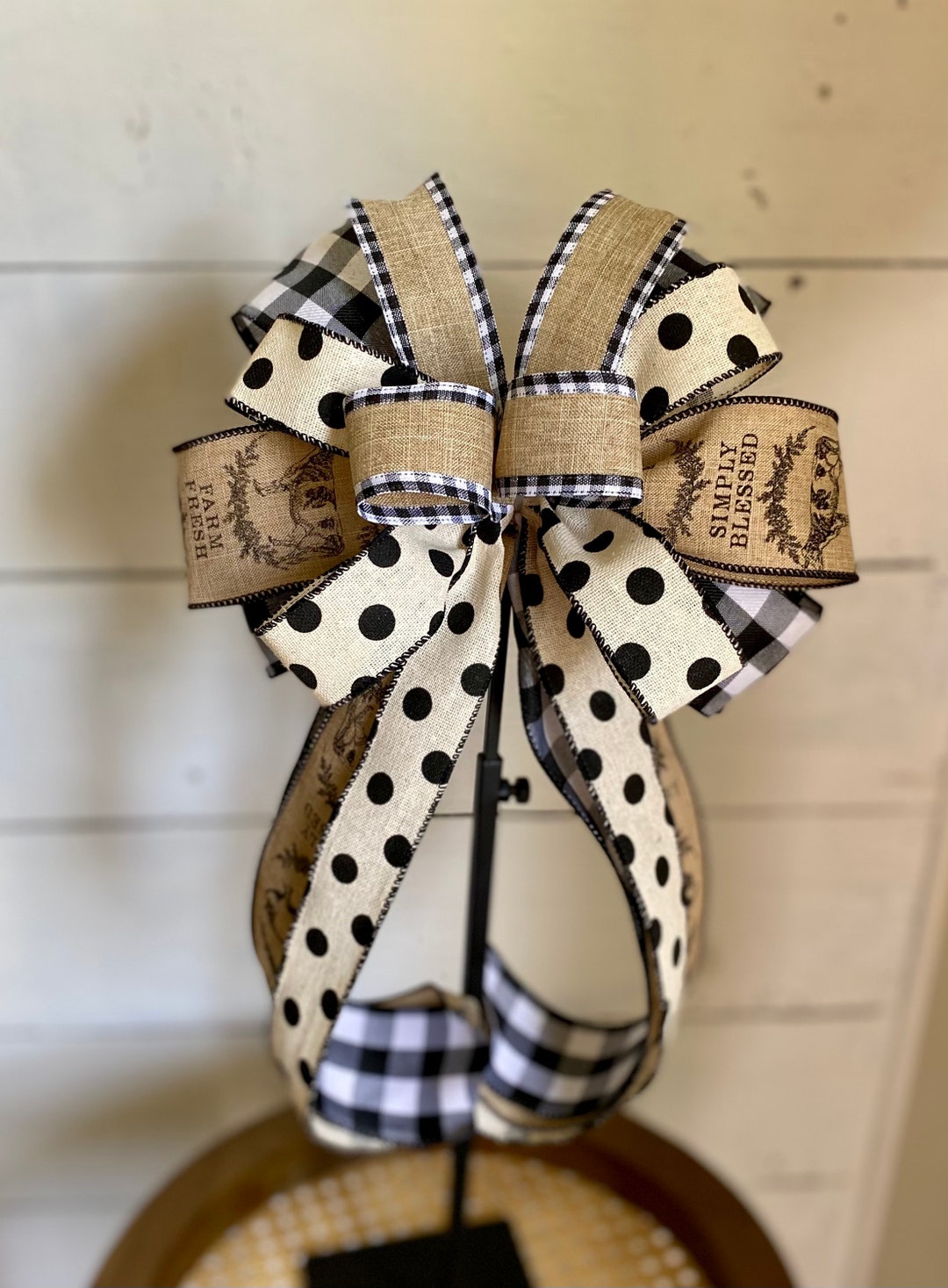 Farmhouse Bow, Bow for Lantern, Bow for Wreath, Rooster Decor ...