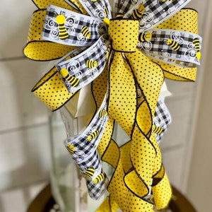 Bee Decoration, Bee Bow, Bee Wreath, Bow for Wreath, Bow for Lantern ...