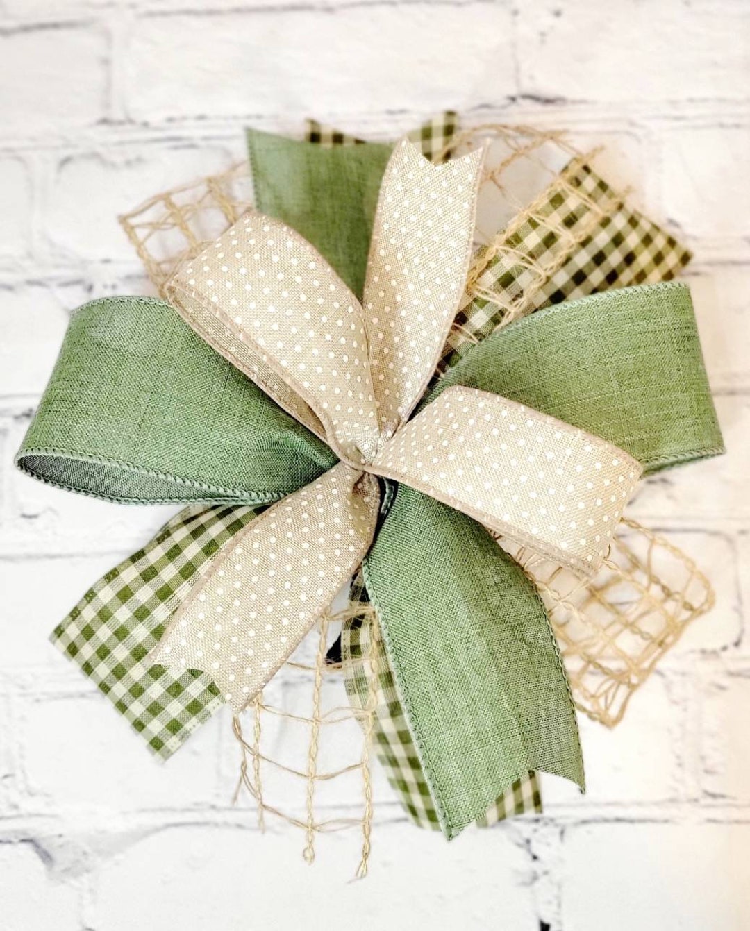 Farmhouse Bow, Sage Bow, Bow for Lantern, Bow for Wreath, Spring Bow ...