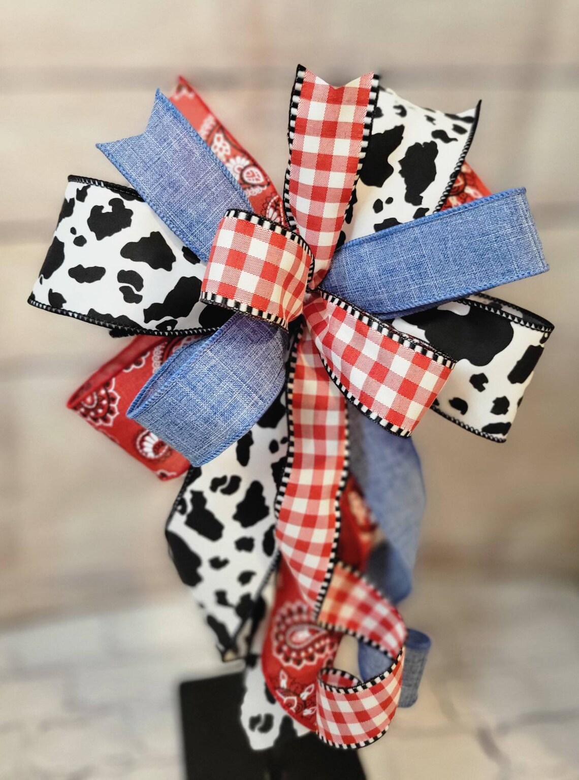 Farmhouse Bow, Cow Bow, Rustic Bow, Country Bow, Farmhouse Decor ...