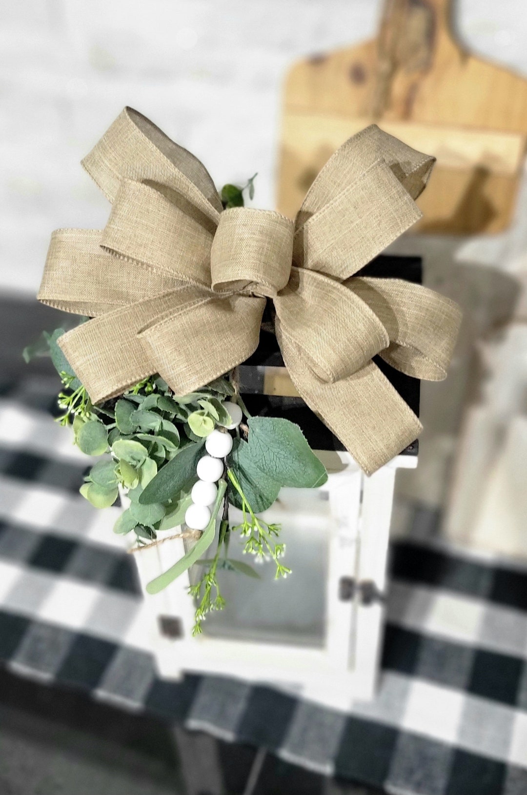 Farmhouse Decoration, Farmhouse Bow, Burlap Bow, Farmhouse Wedding ...