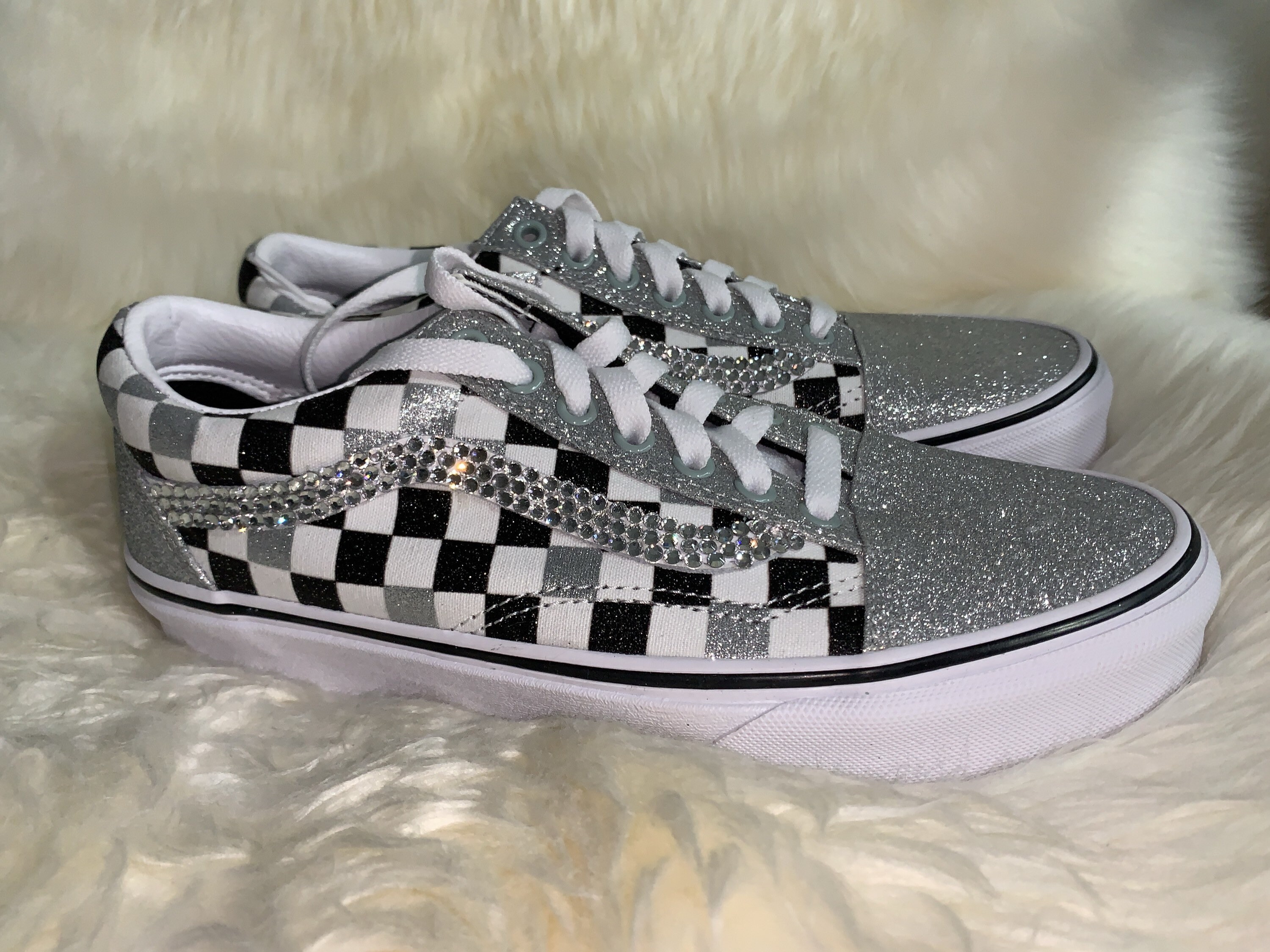 Bedazzled custom vans | Etsy