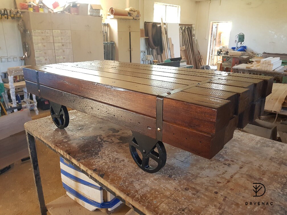 Reclaimed Oak Beam Coffee Table With Metal Hoop - Etsy