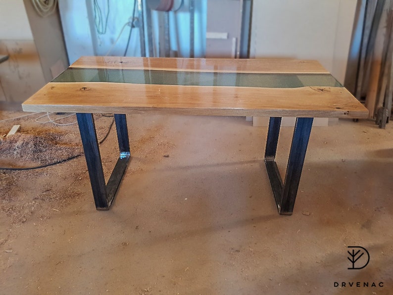 Dining Table With Epoxy Resin Oak Wood - Etsy