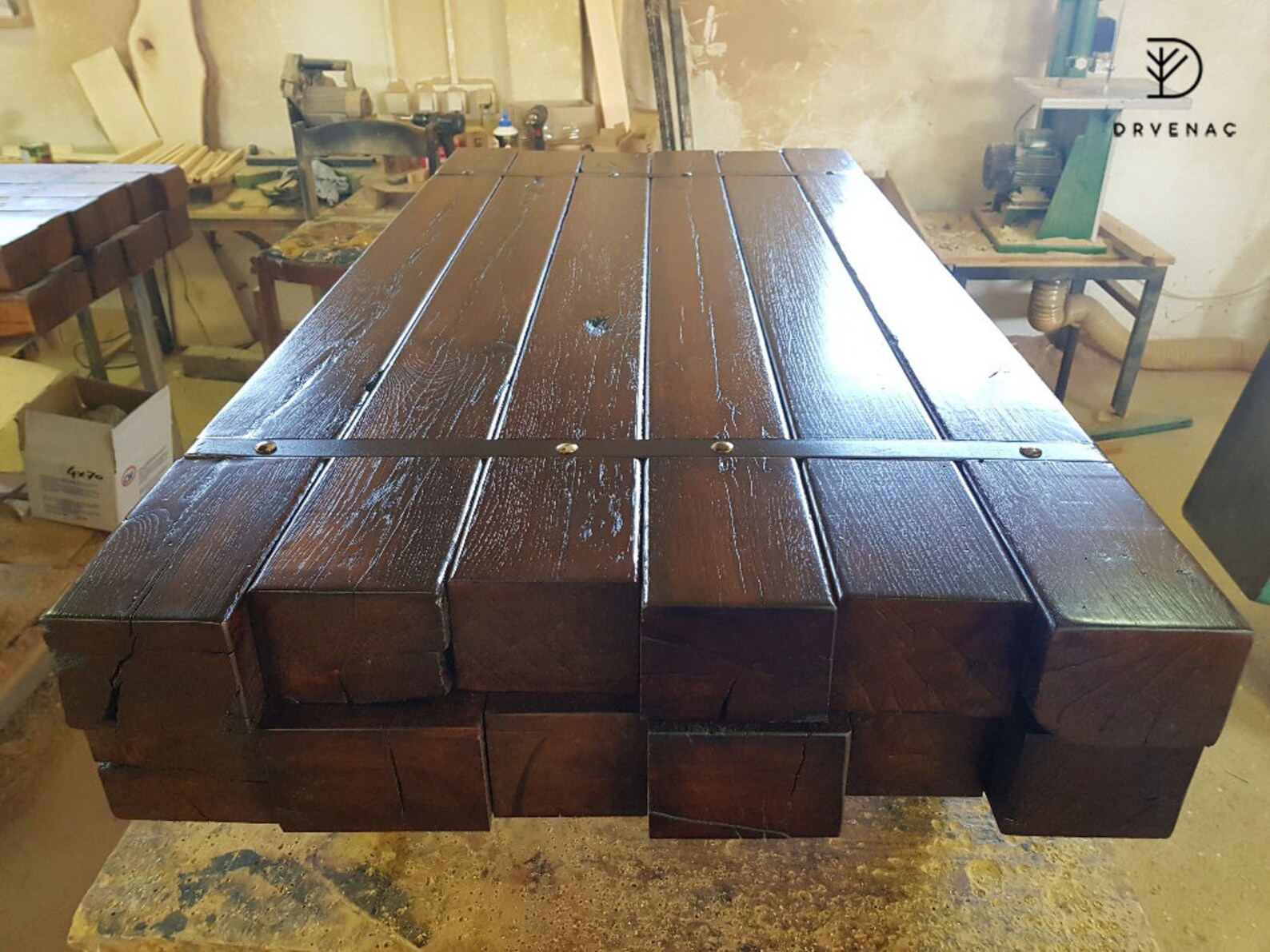 Reclaimed Oak Beam Coffee Table With Metal Hoop - Etsy