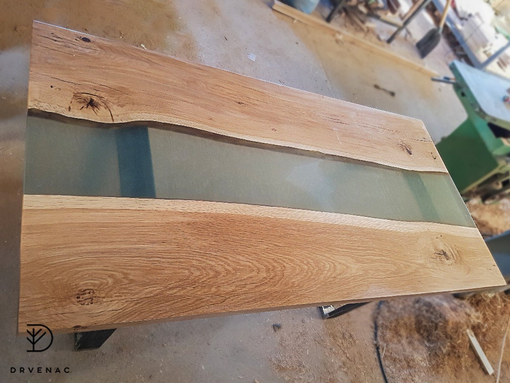 Dining Table With Epoxy Resin Oak Wood - Etsy