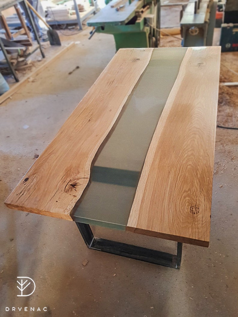 Dining Table With Epoxy Resin Oak Wood - Etsy