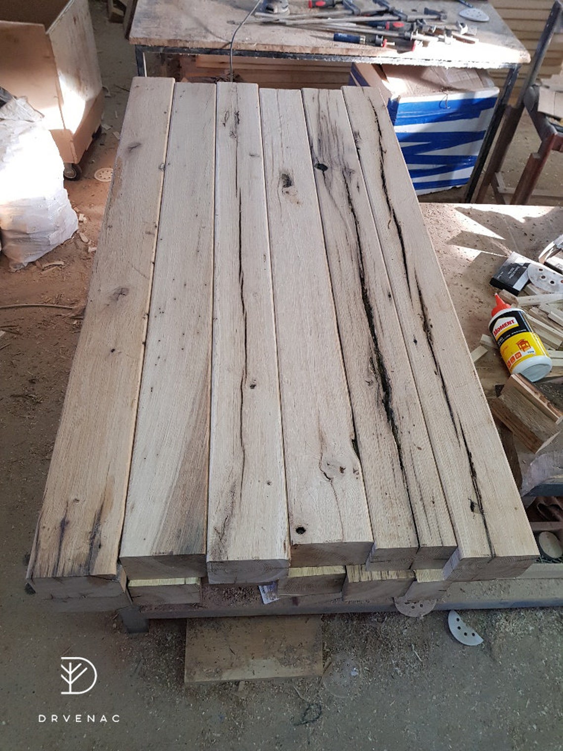 Reclaimed Oak Beam Coffee Table With Metal Hoop - Etsy