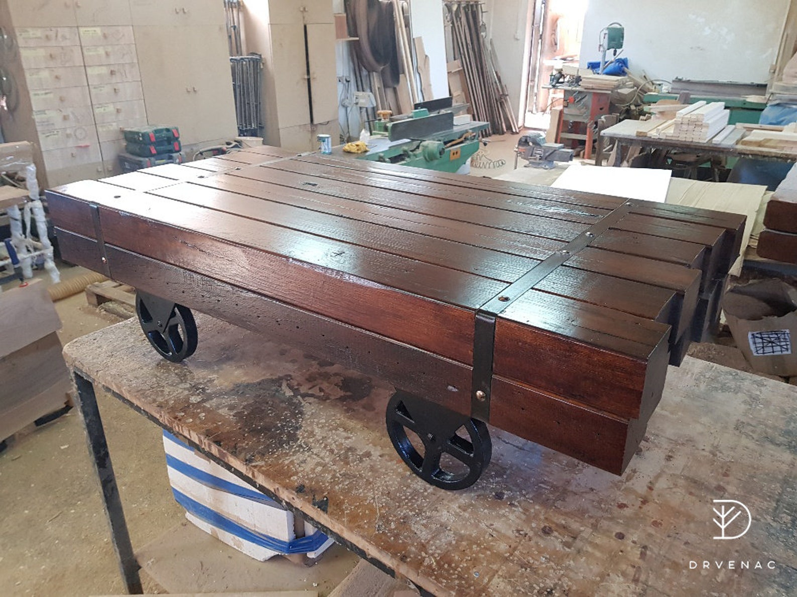 Reclaimed Oak Beam Coffee Table With Metal Hoop - Etsy
