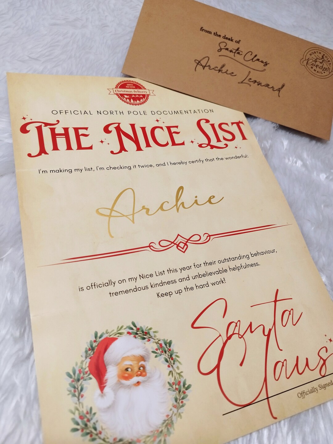 Letter From Santa / Personalised Letter From Santa Nice List - Etsy