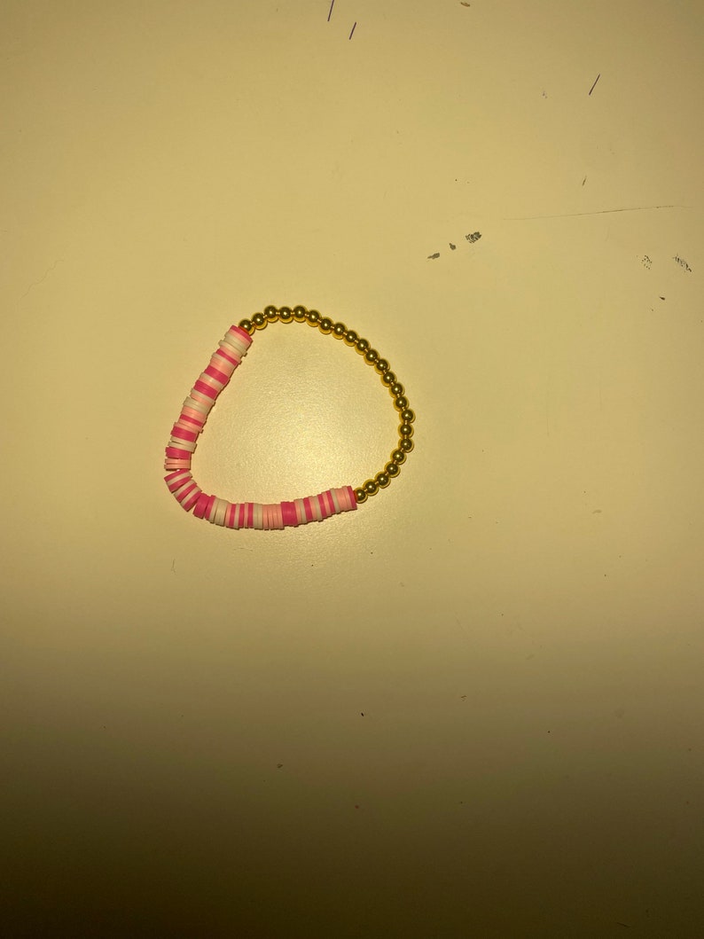 Pulsera preppy de cuentas rosa y dorada - Etsy México