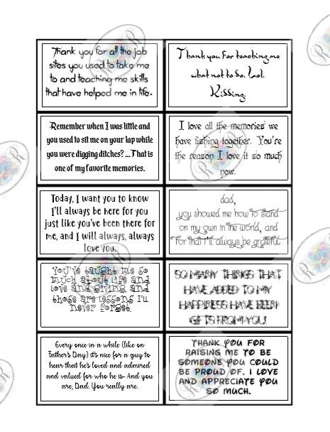Father's Day Printable Notes – Sentimental Gift for Dad (PDF) - Etsy