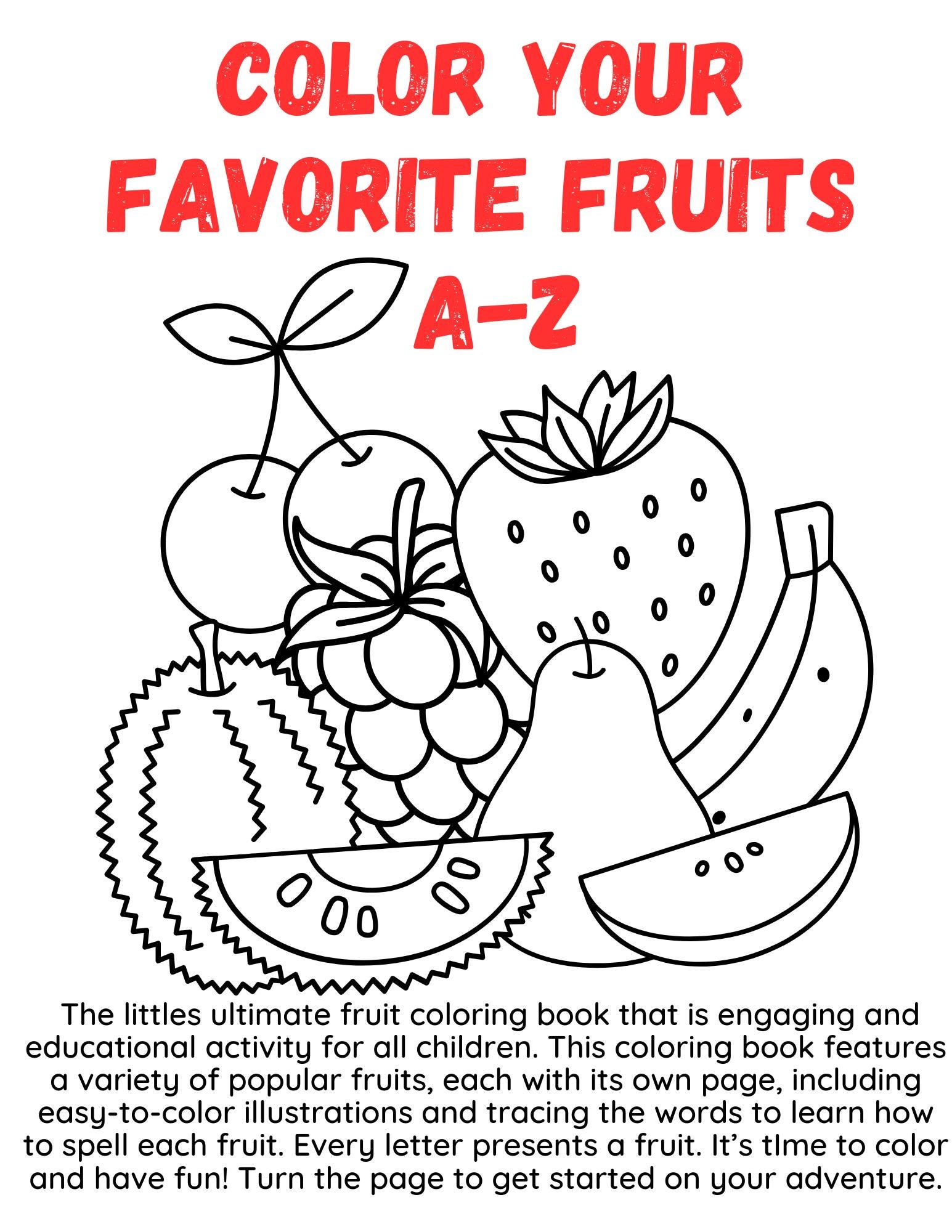 Coloring Book Worksheets "favorite Fruits A-z" - Etsy