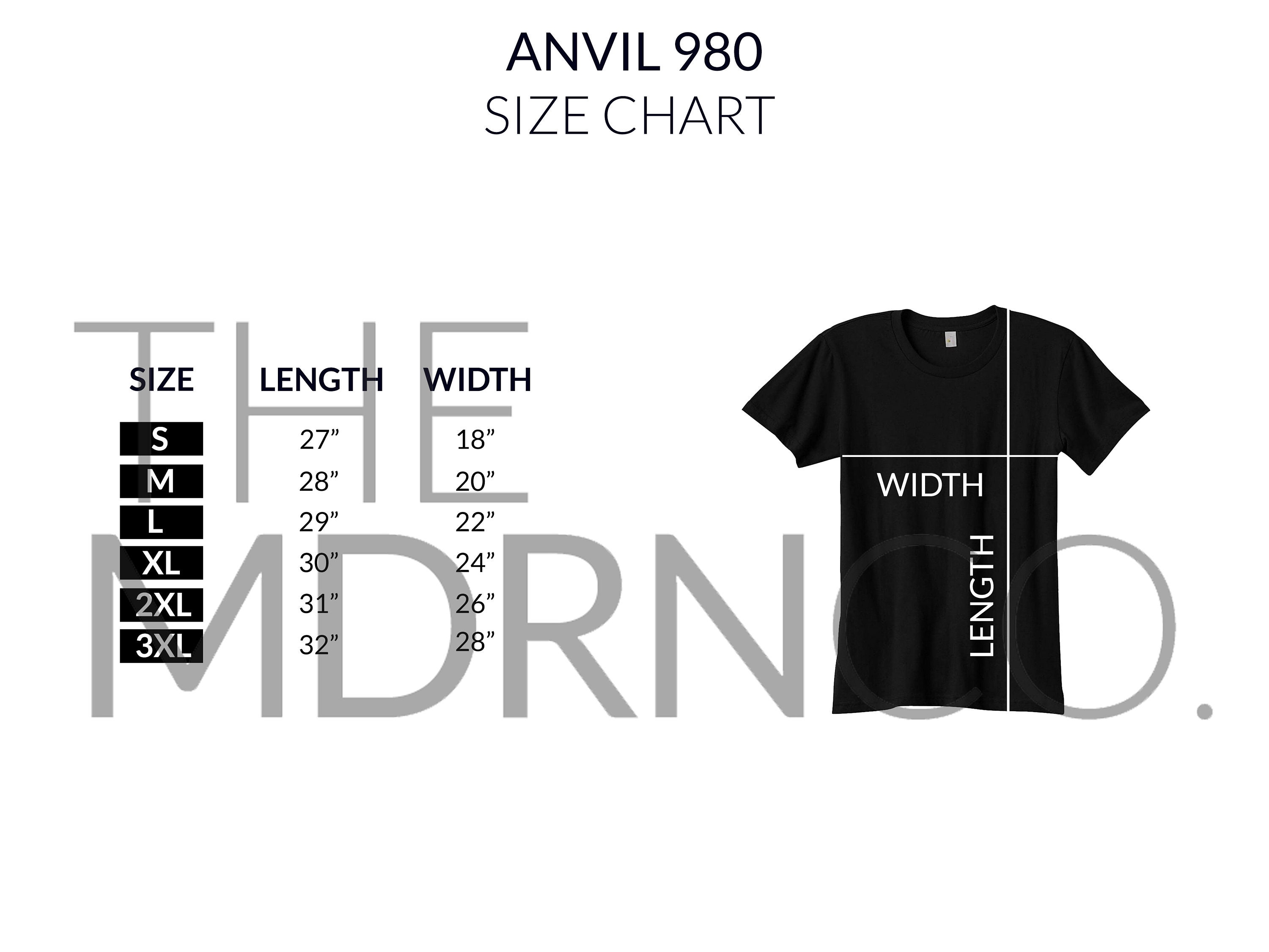 Anvil 980, Anvil Mockup, Color Chart, Size Chart, 980 Unisex, Tshirt ...