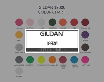 Gildan 18000 Color Chart, Color Chart Gildan 18000, Gildan Sweatshirt ...