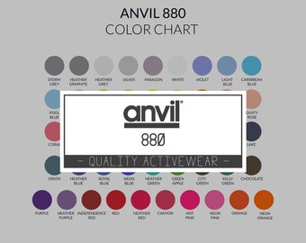 Anvil 949 Color Chart Mockup, Anvil Mockup, Every Color, T-shirt Color ...