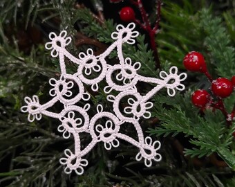 Tatted Lace Snowflake Ornament. Christmas Decoration, Tree Ornament ...
