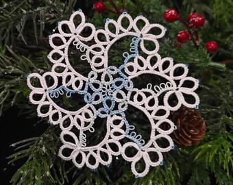 Tatted Lace Snowflake Ornament. Christmas Decoration, Tree Ornament ...