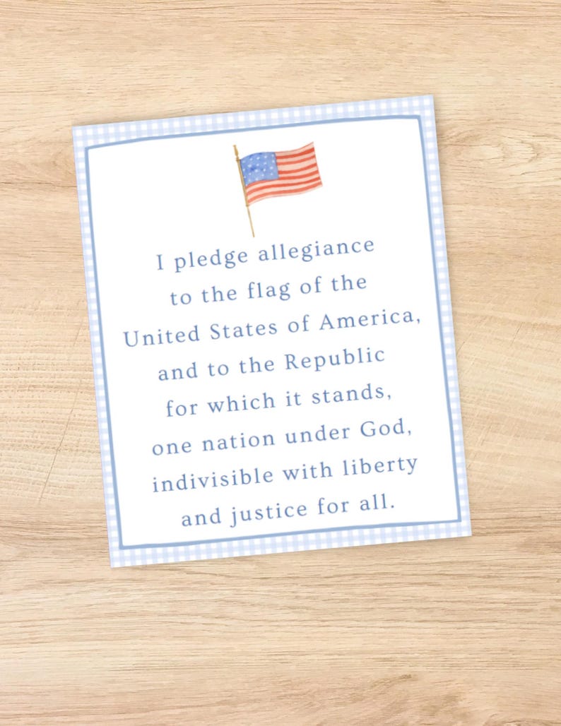 Gingham Pledge of Allegiance Poster for Classroom, Home, Homeschool ...