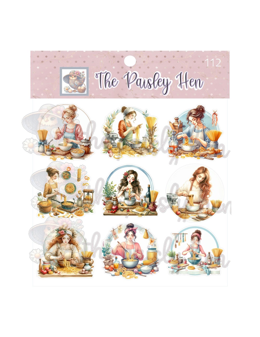 Delightful Pasta Making Sticker Sheet, Matte, Food Journals, Recipe ...