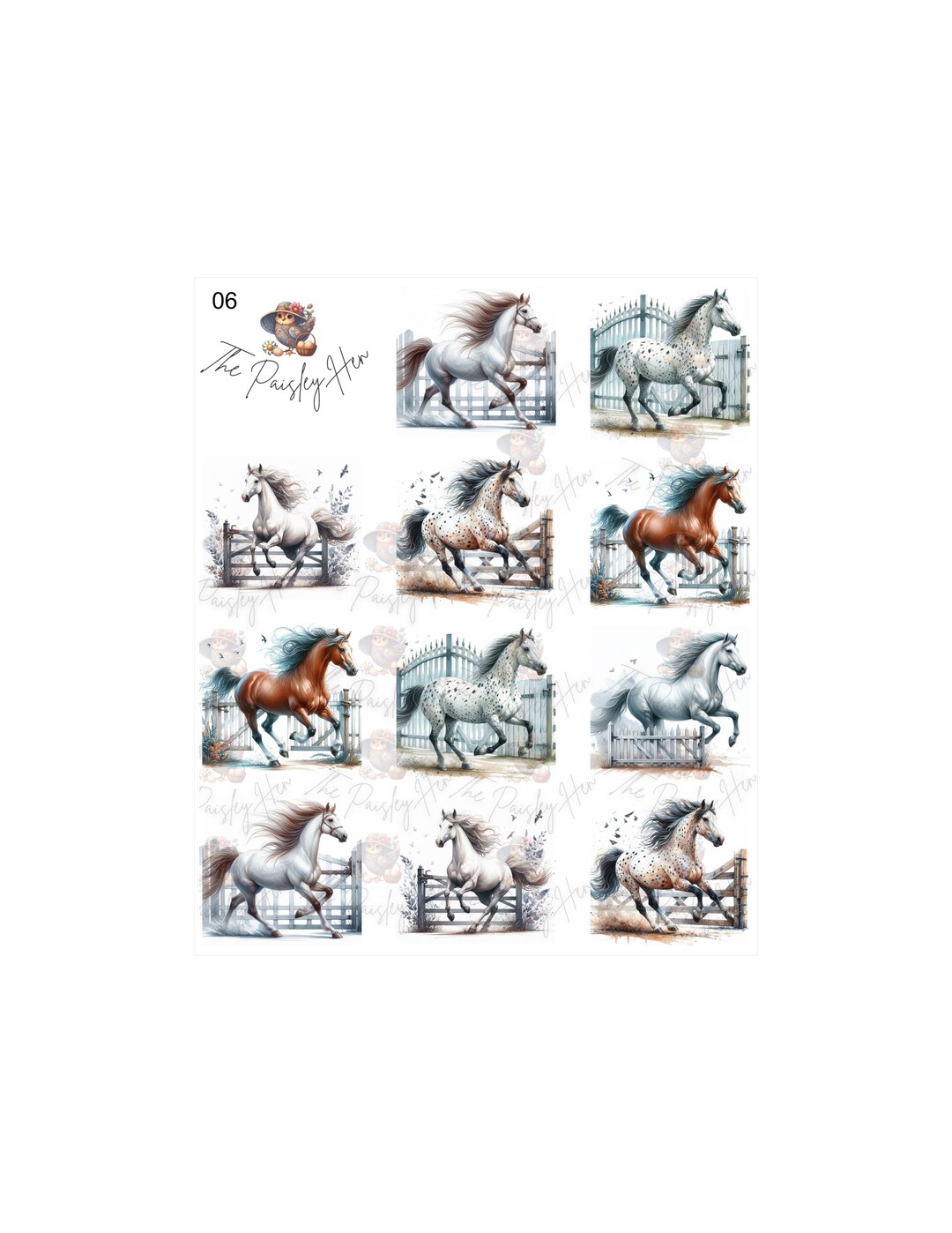 Wild Horses Sticker Sheet, Junk Journal , Scrap-booking, Planner - Etsy