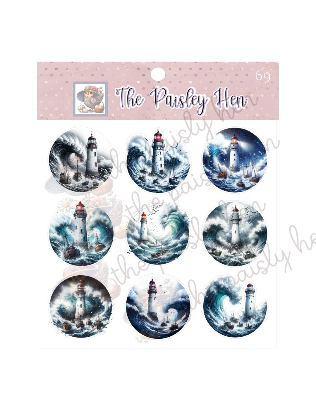 Lighthouse Sticker Sheet, Matte, Scrapbooking, Planners, Junk Journals ...