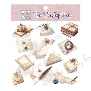 35 Junk Journal Sticker Sheet, Letters & Lace Sticker Sheet, Scrap ...