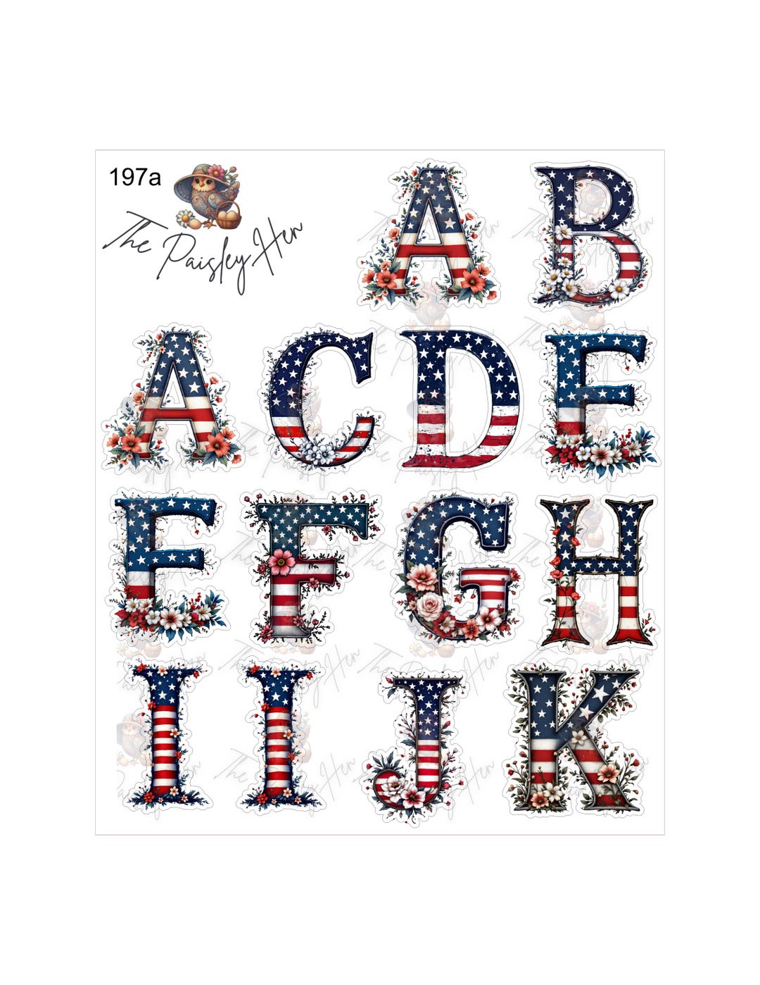 Patriotic Alphabet 1.5 Inch Sticker Sheet Bundle, Matte, Card Making ...