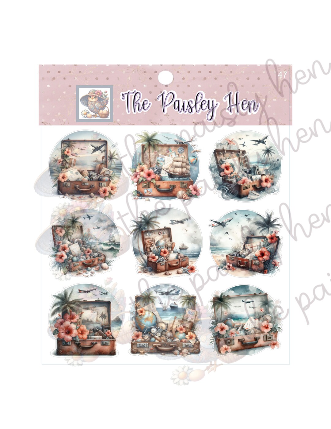 47 Junk Journal Sticker Sheet, Tropical Travels Sticker Sheet, Scrap ...