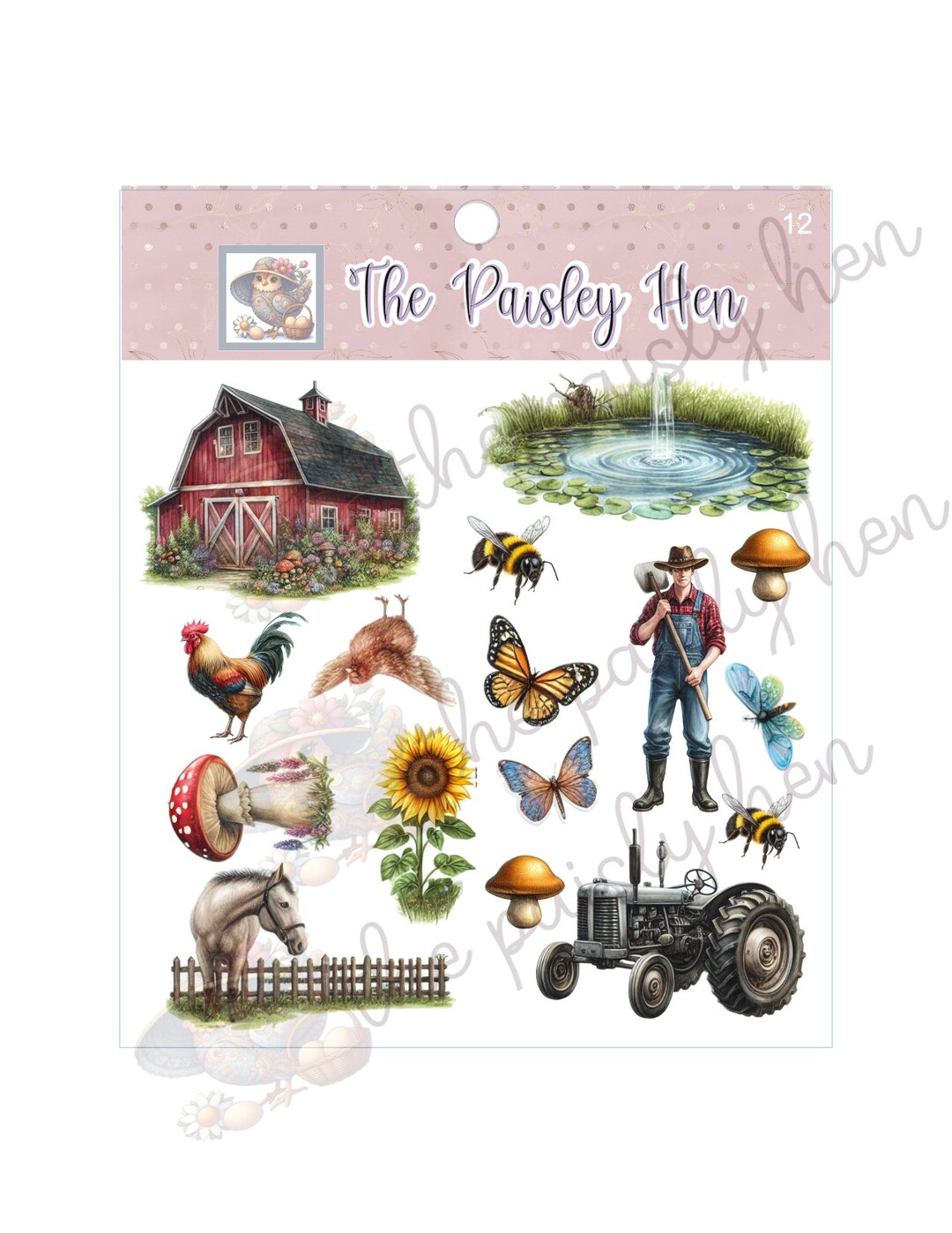 12 Junk Journal Sticker Sheet, Farm Life Sticker Sheet, Scrap-booking ...