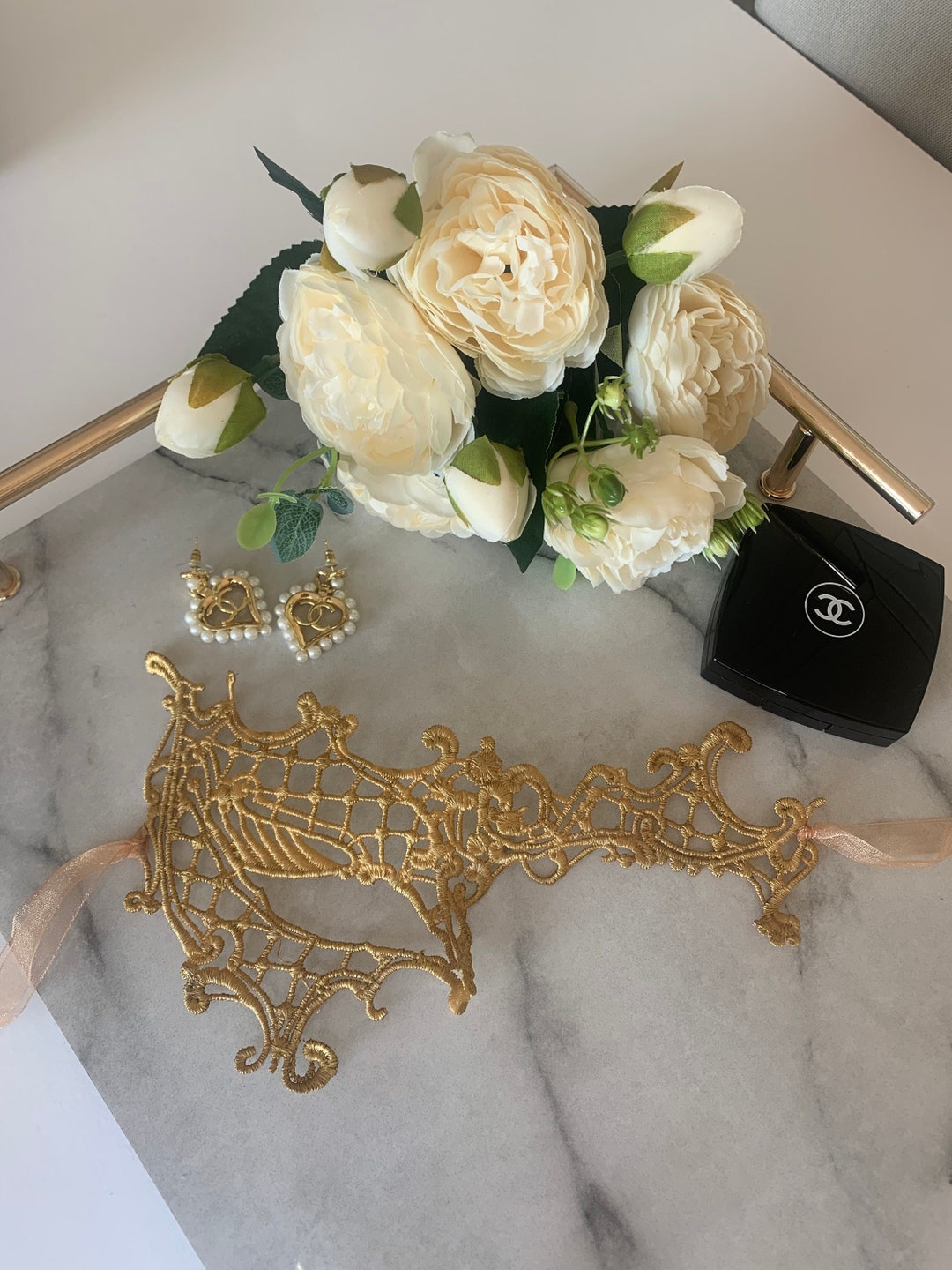 2 Pack Half Face Silver and Gold Phantom Lace Mask Perfect for ...