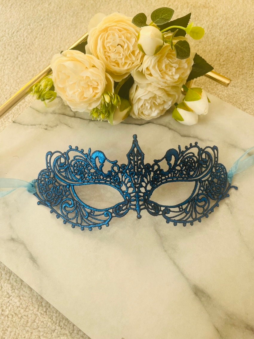2 Pack Classic Black and Blue Anastasia Lace Mask Perfect for - Etsy
