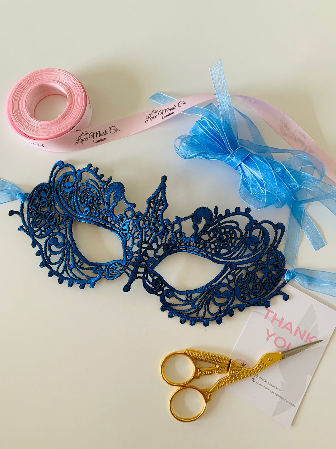 2 Pack Classic Black and Blue Anastasia Lace Mask Perfect for ...
