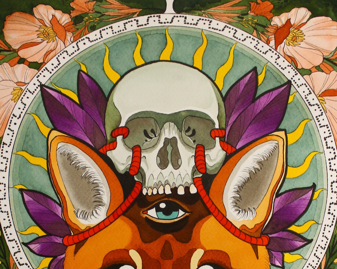 Print: neo-traditional fox | Etsy