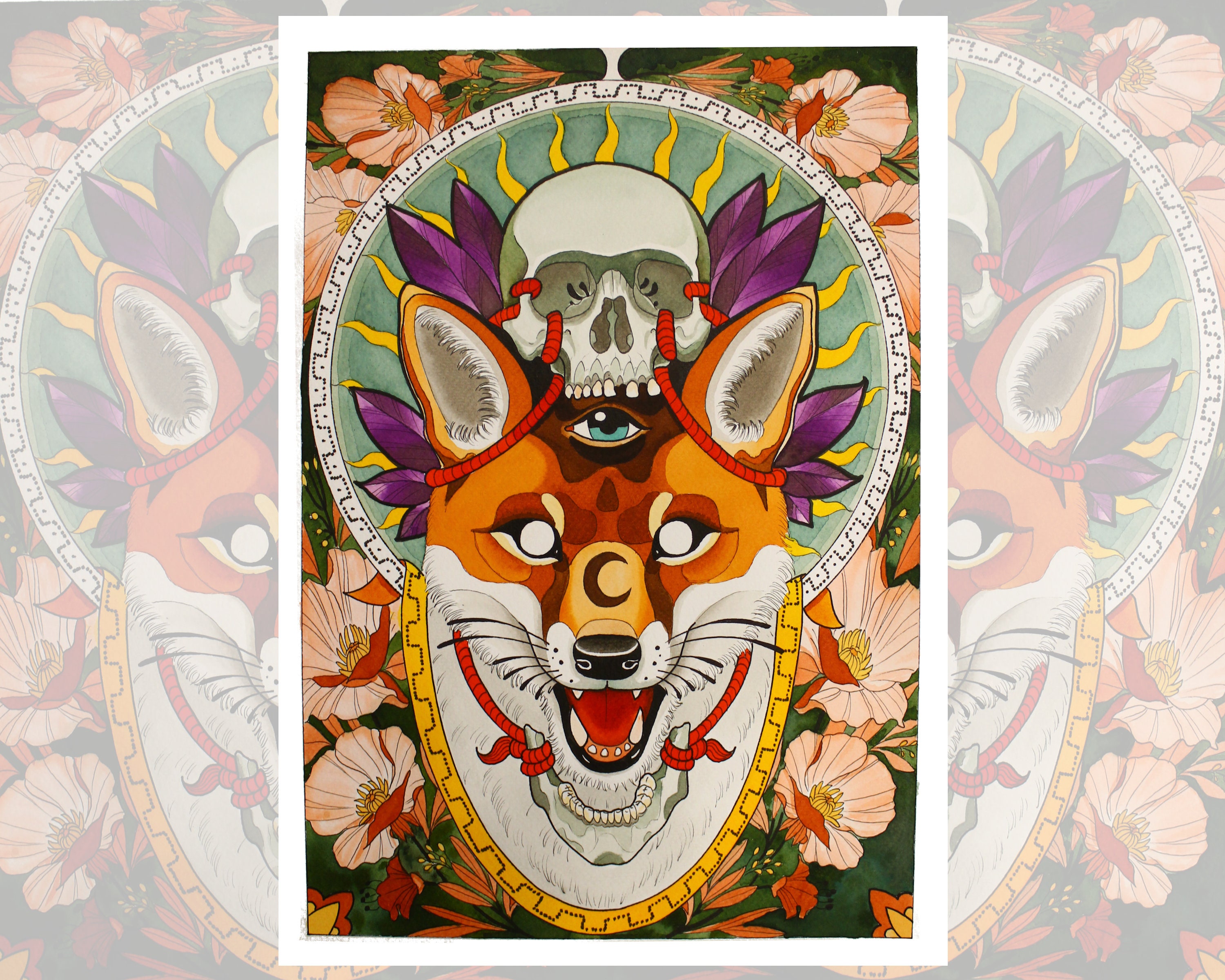 Print: Neo-traditional Fox - Etsy