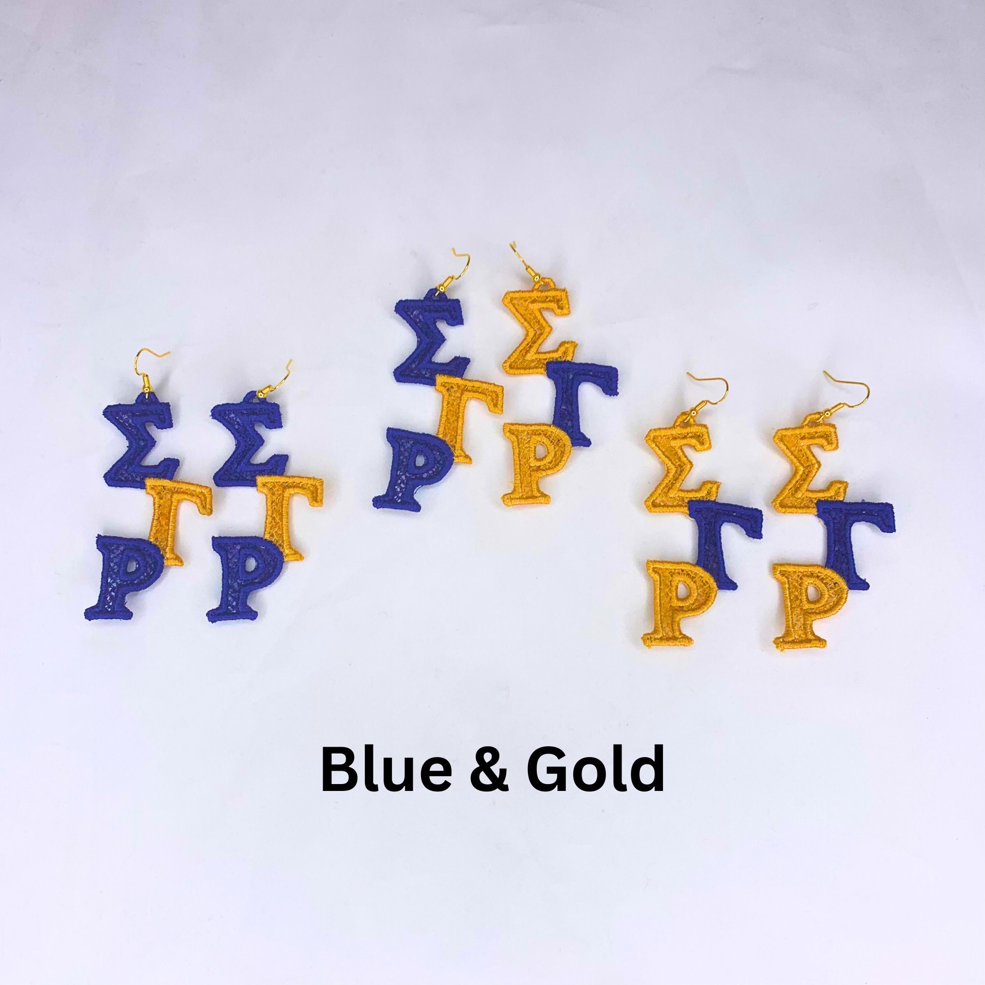 Sigma Gamma Rho Blue and Yellow Embroidered Earrings - Etsy